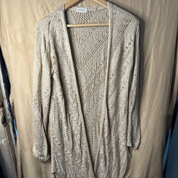 Passport | Sweaters | Passport Light Tan Openknit Cardigan | Poshmark